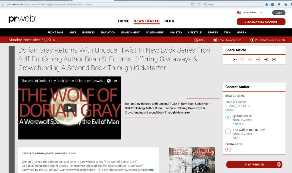 Screenshot of PRWeb News Release | BRIANFERENCE.COM