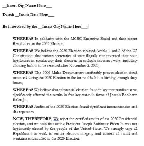 Template to Introduce 2020 Election Resolution | BRIANFERENCE.COM